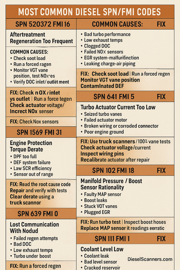 Most Common Diesel SPN/FMI Codes Truckers Search — And How to Fix Them ...